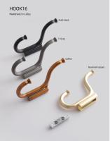 China GRH Wholesale Hot Sale Hardware Vintage Zinc Alloy Black Gold Coffee Clothes Bedroom Design Hooks for Furniture for sale