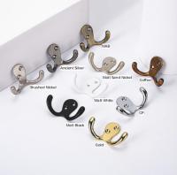 China Nordic Black Simple Hook Metal Coat Hat Hook for Wall Zinc Clothing Coat Wall Hooks for sale