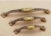 China Antique Brass Cabinet Pull Handles European Drawer Wardrobe Door Handle 128mm Hole Center for sale