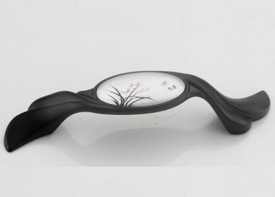 China Black Ceramic Cabinet Door Handles 96mm 128mm Hole Distance Durable Kitchen Pulls for sale