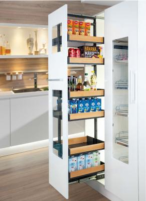 China Tall Larder Pull Out Cupboard 4-6 Shelf Soft Stop Kitchen Storage 300-450mm Cabinet for sale