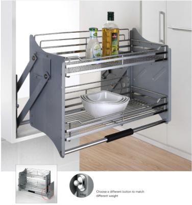 China Elevator Pull Down Basket with Soft-Stop 280mm Depth for 600-900mm Cabinet Width Kitchen Hardware for sale