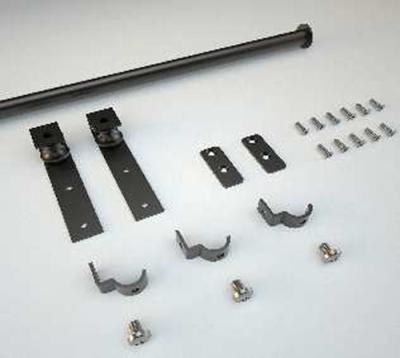 China Mini Cabinet Barn Door Hardware Kit 16mm Track Carbon Steel Matte Black 50kg Capacity for sale