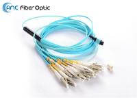 China Aqua Female 24F MPO Fiber Optic Cable Round 3.0mm 5M Breakout Patch Cord for sale