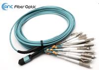 China Aqua Female 24F MPO Fiber Optic Cable Round 3.0mm 5M Breakout Patch Cord for sale