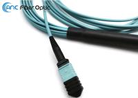 China Aqua Female 24F MPO Fiber Optic Cable Round 3.0mm 5M Breakout Patch Cord for sale
