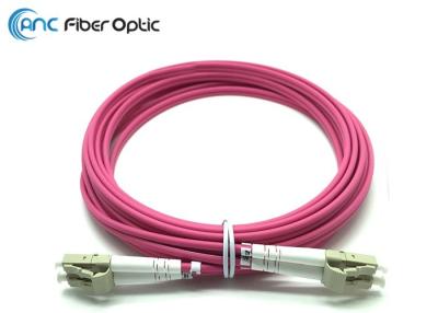 China LC To SC Fiber Patch Cable Violet OM4 50 / 125 Duplex Bend Insensitive for sale