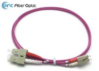 China LC To SC Fiber Patch Cable Violet OM4 50 / 125 Duplex Bend Insensitive for sale