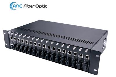China FTTX Rack Mount Fiber Optic Media Converter Chassis 19 Inch 2U 14 Slots Or 16 Slots for sale