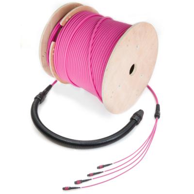 China SM OM3 OM4 MPO Fiber Optic Cable Assemblies Customized For 40G 100G Cabling for sale