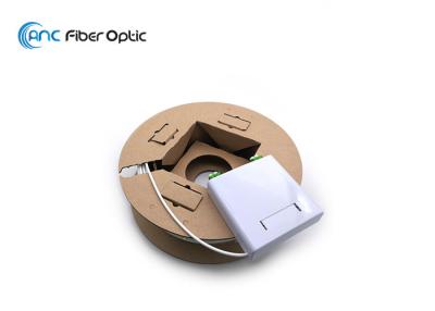 China 0.3dB 4 Core FTTH Fiber Optic Patch Cable Paper Spool With Small Wall Mount Box for sale