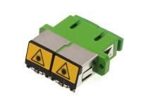 China SC Duplex Fiber Optic Adapter Ceramic Sleeve With Separate Metal Shutter Cap for sale