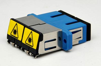 China SC Duplex Fiber Optic Adapter Ceramic Sleeve With Separate Metal Shutter Cap for sale