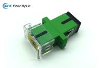 China Simplex SC Fiber Optic Adapter PBT Housing With Transparent Shutter Dust Cap for sale