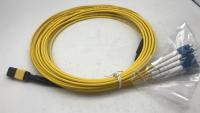 China SM G657A1 12F MPO Fiber Optic Cable Assembly Female With Flex Bendable Angle Boot for sale