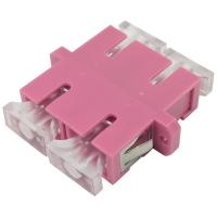 China OM4 OM3 SM SC Duplex Fiber Optic Adapters Flanged With Transparent Dust Cap for sale