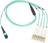 China MPO Female To 4 X LC Duplex Fiber Optic Breakout Cable 50/125 OM4 3.0mm LSZH Jacket for sale