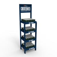 China Pine Wood  5 Layers Cocktail Display Stand Display Rack with Wheels for Wine Store for sale