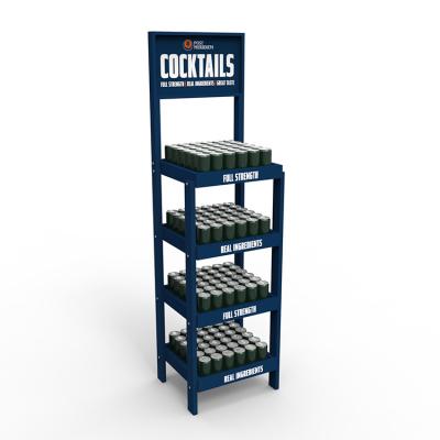 China Pine Wood  5 Layers Cocktail Display Stand Display Rack with Wheels for Wine Store for sale