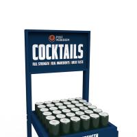 China Pine Wood  5 Layers Cocktail Display Stand Display Rack with Wheels for Wine Store for sale