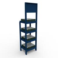 China Pine Wood  5 Layers Cocktail Display Stand Display Rack with Wheels for Wine Store for sale