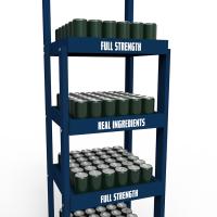 China Pine Wood  5 Layers Cocktail Display Stand Display Rack with Wheels for Wine Store for sale