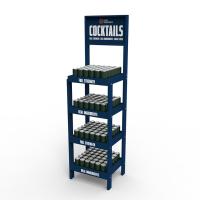 China Pine Wood  5 Layers Cocktail Display Stand Display Rack with Wheels for Wine Store for sale