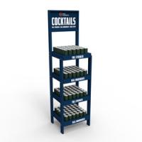 China Pine Wood  5 Layers Cocktail Display Stand Display Rack with Wheels for Wine Store for sale