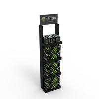 China Free Standing Sparkling Wine Display Shelf Metal Tube Display Stand with Removable Shelves for sale