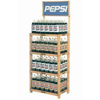China 4 Layer Wooden Beverage Floor Display Stand For Retail Store Or Grocery for sale