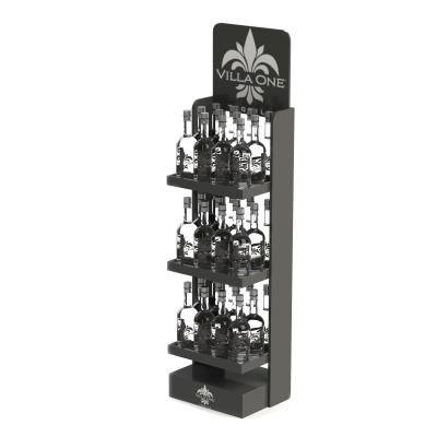 China Hot Selling Supermarket Double-side Wine Bottle Display Rack Floor Wine Display Stand With Custom Logo for sale