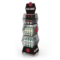 China Hot Selling Supermarket Double-side Wine Bottle Display Rack Floor Wine Display Stand With Custom Logo for sale