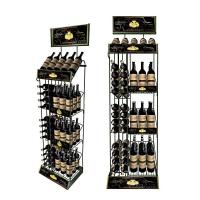 China Hot Selling Supermarket Double-side Wine Bottle Display Rack Floor Wine Display Stand With Custom Logo for sale