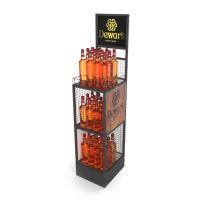 China Hot Selling Supermarket Double-side Wine Bottle Display Rack Floor Wine Display Stand With Custom Logo for sale