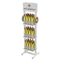 China Hot Selling Supermarket Double-side Wine Bottle Display Rack Floor Wine Display Stand With Custom Logo for sale