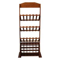 China Pine Wood Wine Storage Display Stand Display Shelf Wine Display Rack Natural Wood 24 Bottle Capacity for sale