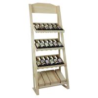 China Pine Wood Wine Storage Display Stand Display Shelf Wine Display Rack Natural Wood 24 Bottle Capacity for sale