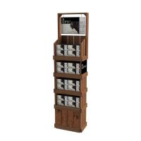 China Customized Double-sided Wine Racks Wine Rack Wood Wooden Display Stand for Canned Alcoholic Beverage for sale