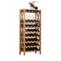 China Customized Double-sided Wine Racks Wine Rack Wood Wooden Display Stand for Canned Alcoholic Beverage for sale