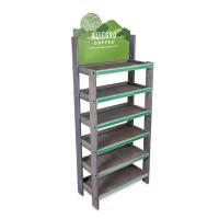 China Custom Vitamin Products Display Stand Floorstanding Wooden Display Shelf for Drug Store for sale