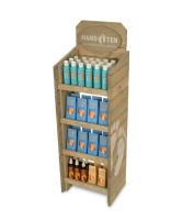 China Custom Vitamin Products Display Stand Floorstanding Wooden Display Shelf for Drug Store for sale