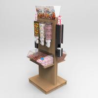 China Free Standing Wooden Candy Dispenser Display Stand for Snack Store for sale