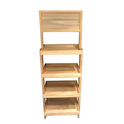 China Classic Wooden Bread Display Shelf Customized Desserts Display Rack for Bakeshop for sale