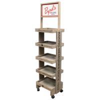 China Customized Plywood Display Stand for Cookies Wooden Solidwood Material Dessert Display Shelf for Bakery Shop for sale