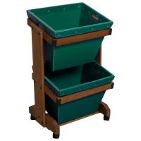 China 2 Layers Display Vegetable Rack For Shop Wooden Fruit Display Stand With Removable Basket for sale