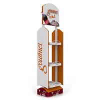 China Modern Free Standing Display Stand Wooden Food Display Stand For Grocery for sale
