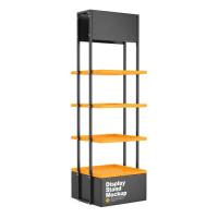 China Modern Free Standing Display Stand Wooden Food Display Stand For Grocery for sale
