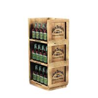China Double Sided Wine Display Stand Grocery Solid Wood Display Stand For Tequila for sale