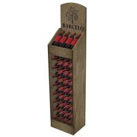 China Double Sided Wine Display Stand Grocery Solid Wood Display Stand For Tequila for sale