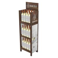 China Double Sided Wine Display Stand Grocery Solid Wood Display Stand For Tequila for sale